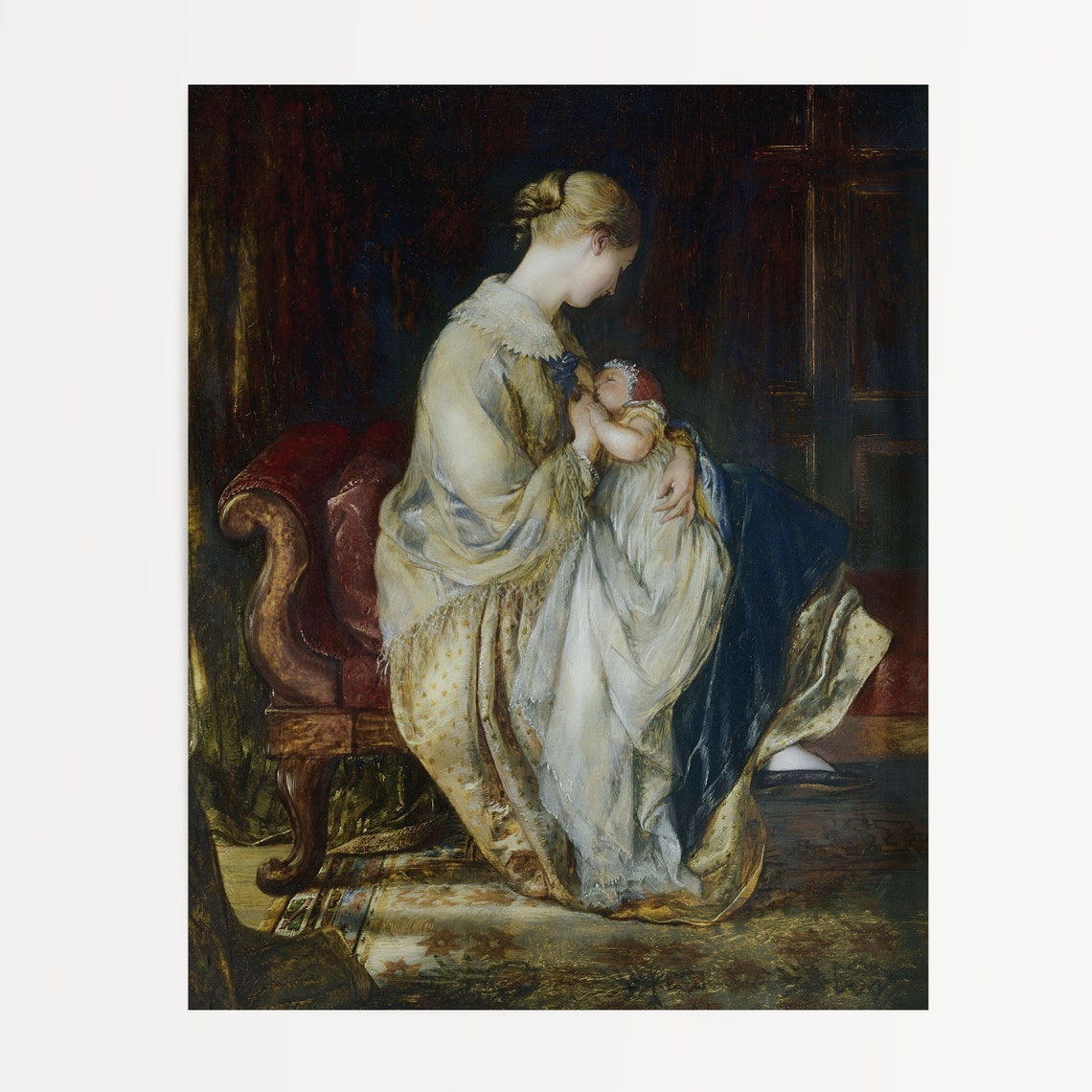 Young Mother by Charles Cope 1846 Famous Renaissance Painting Nursing ...