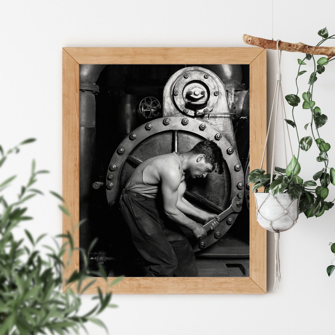 Power House Mechanic Working on Steam Pump by Lewis Hine 1920 Famous ...