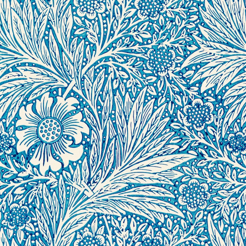 Blue Marigold Vintage Illustration by William Morris 1834-1896 Famous ...