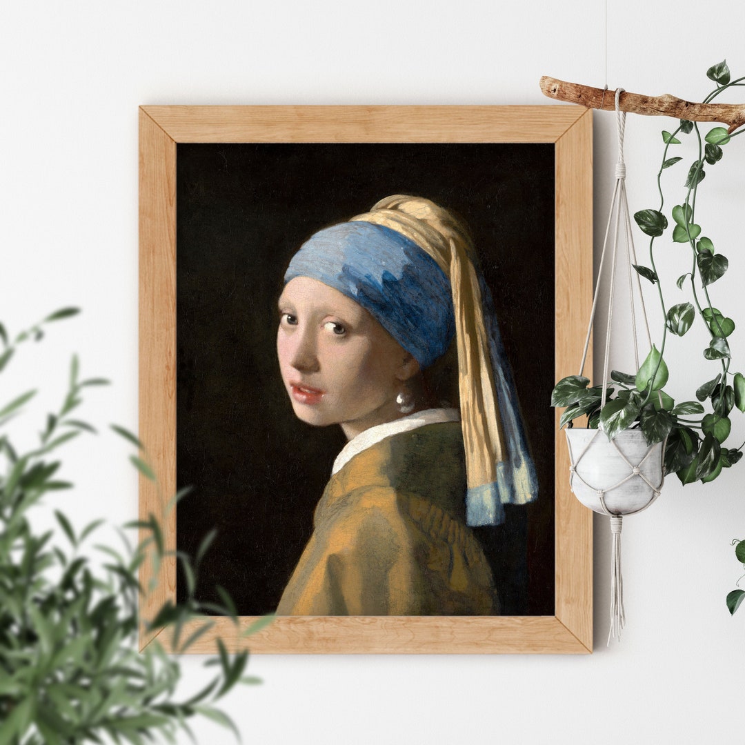 Johannes Vermeer Girl With a Pearl Earring 1665 Famous Woman With Blue ...