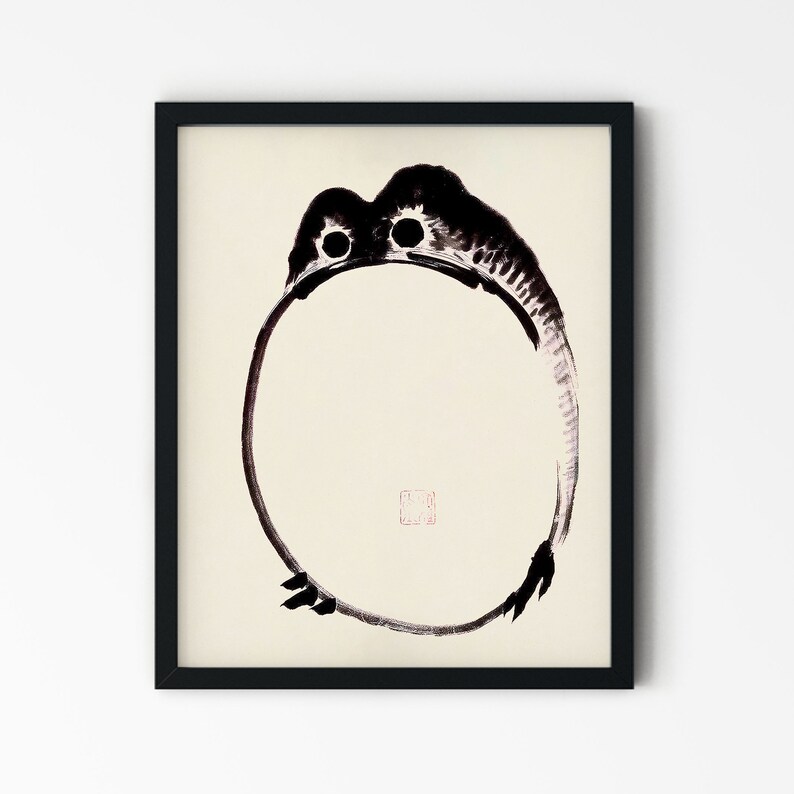 Funny Art Japanese Painting Silly Depressed Frog Art Animal - Etsy