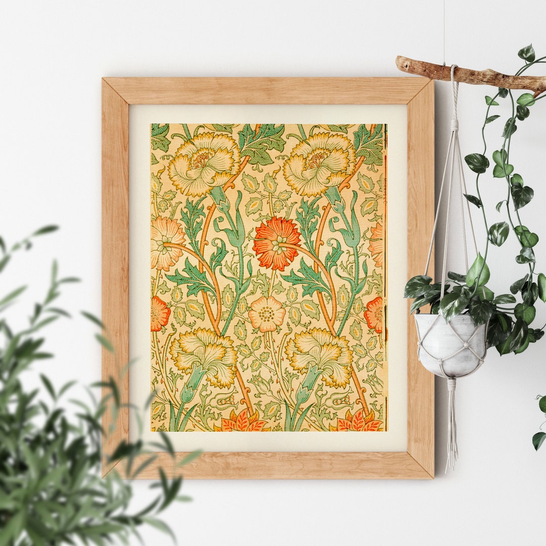 Pink and Rose Vintage Illustration by William Morris 1834-1896 Famous ...