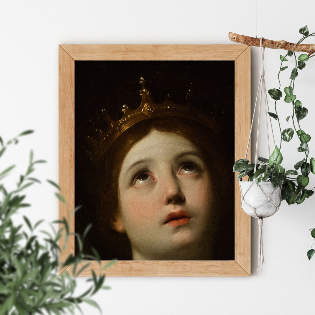 Catherine by Guido Reni 1606 Famous Woman in a Crown Looking up Dark ...
