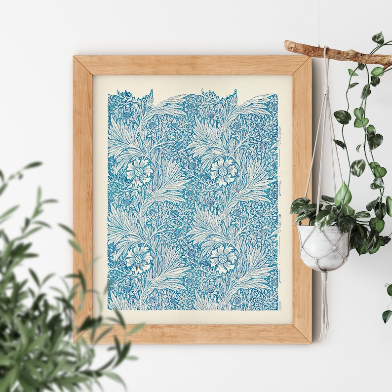 Blue Marigold Vintage Illustration by William Morris 1834-1896 Famous ...