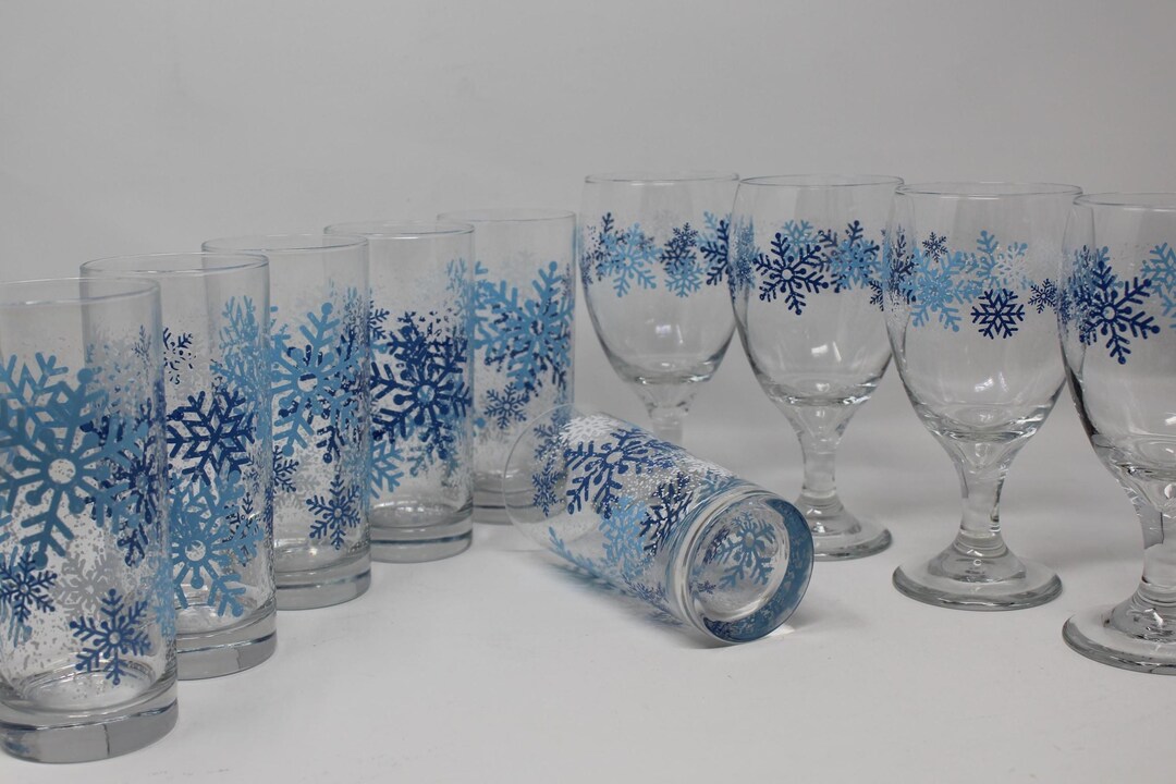 Libbey "clearly Winter" Snowflake Glassware, Tumblers or Goblets, Set ...