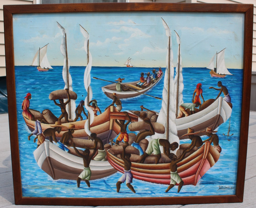 1966 Haitian Painting Signed valcin Attributed to Artist Fravrange ...