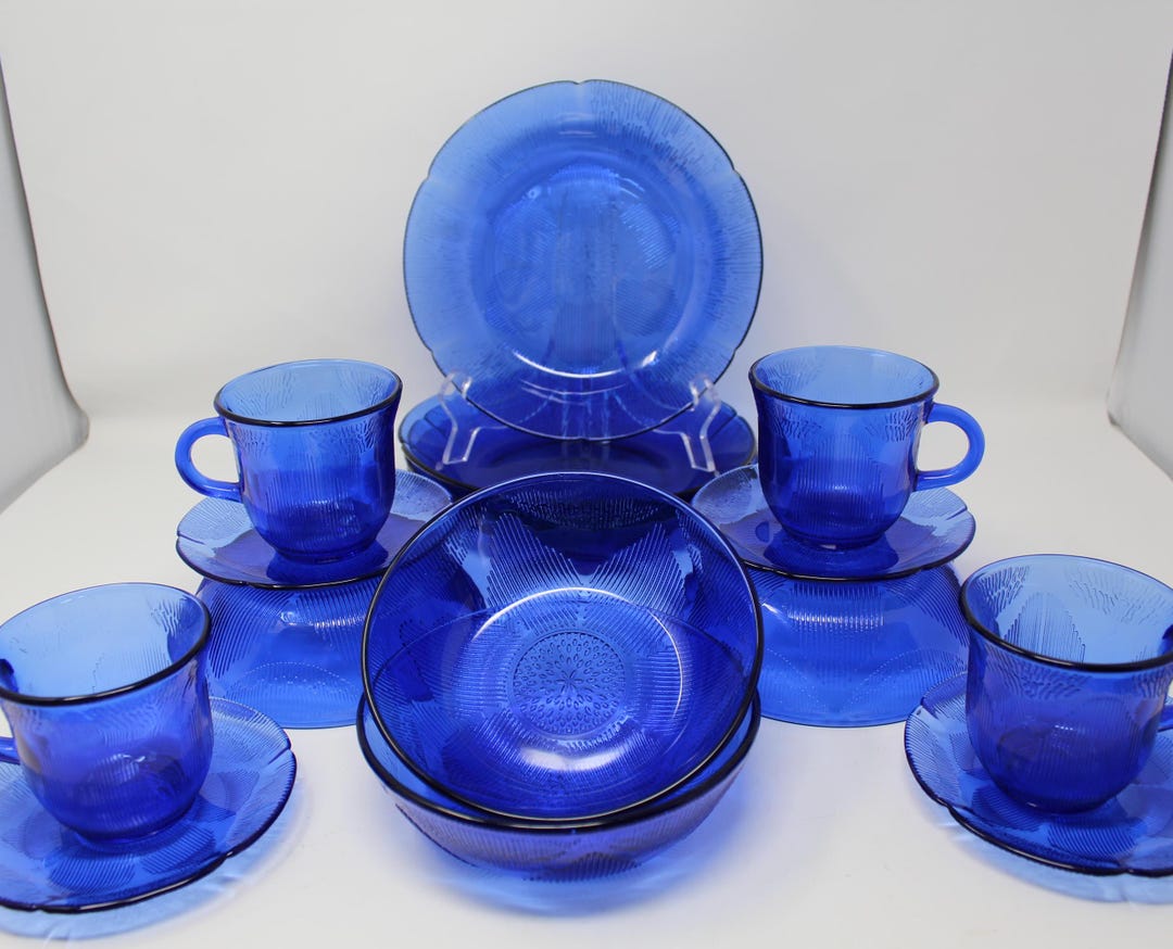 Forte Crisa Cobalt Blue, Sets of 4 - Coupe Soup Bowls, Cereal Bowls ...
