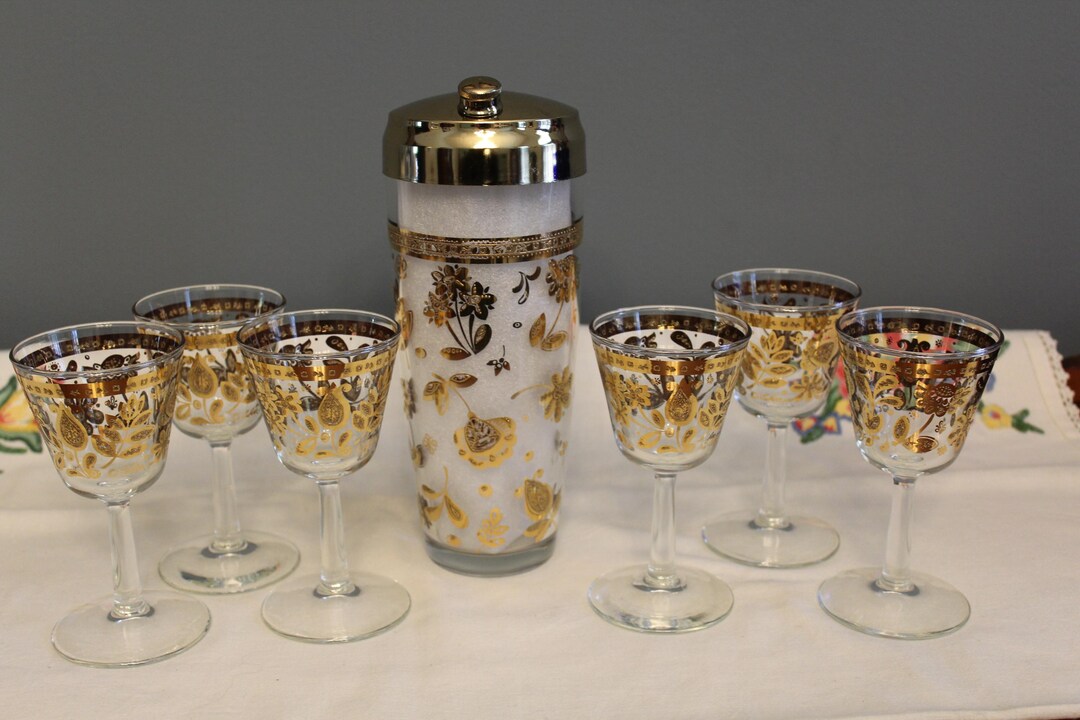 Culver Chantilly Glassware, Set of 6 Stems or Cocktail Shaker, Sold ...