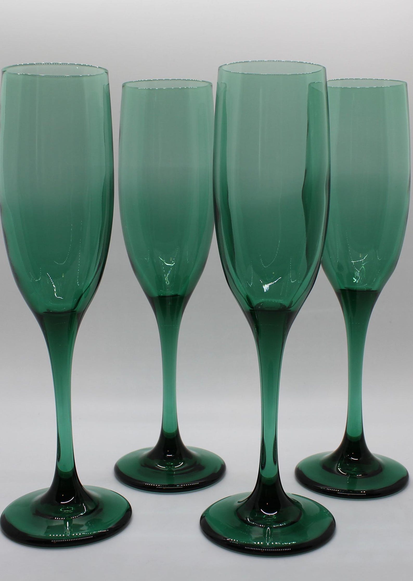 Set of 4 Libbey Premier Dark Green Flutes - Etsy