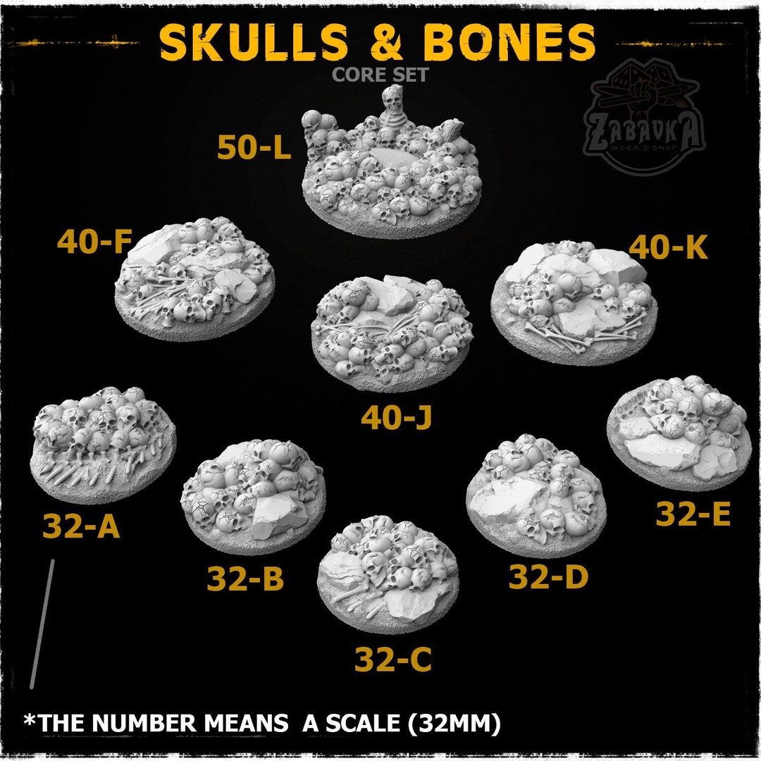 Skulls and Bones Wargames Bases Miniature Bases Toppers Skulls by ...