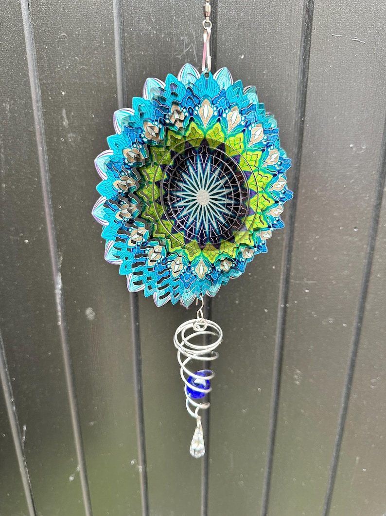 Colorful Mandala Art Wind Spinner Set, 3-piece, Multicolour, Metal Wind ...