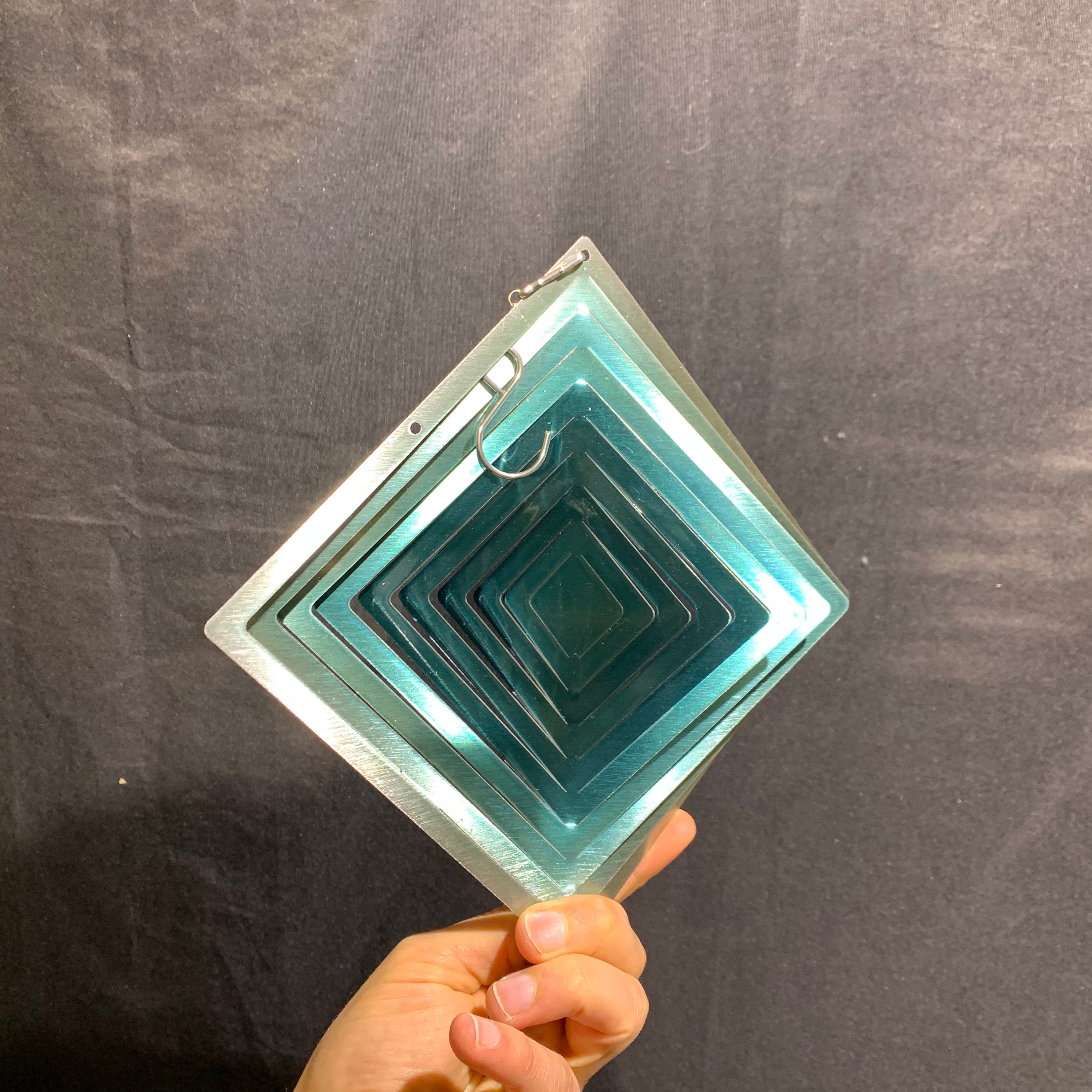 SQUARE Wind Spinner Blue&silver Color. Home and Garden Decoration ...