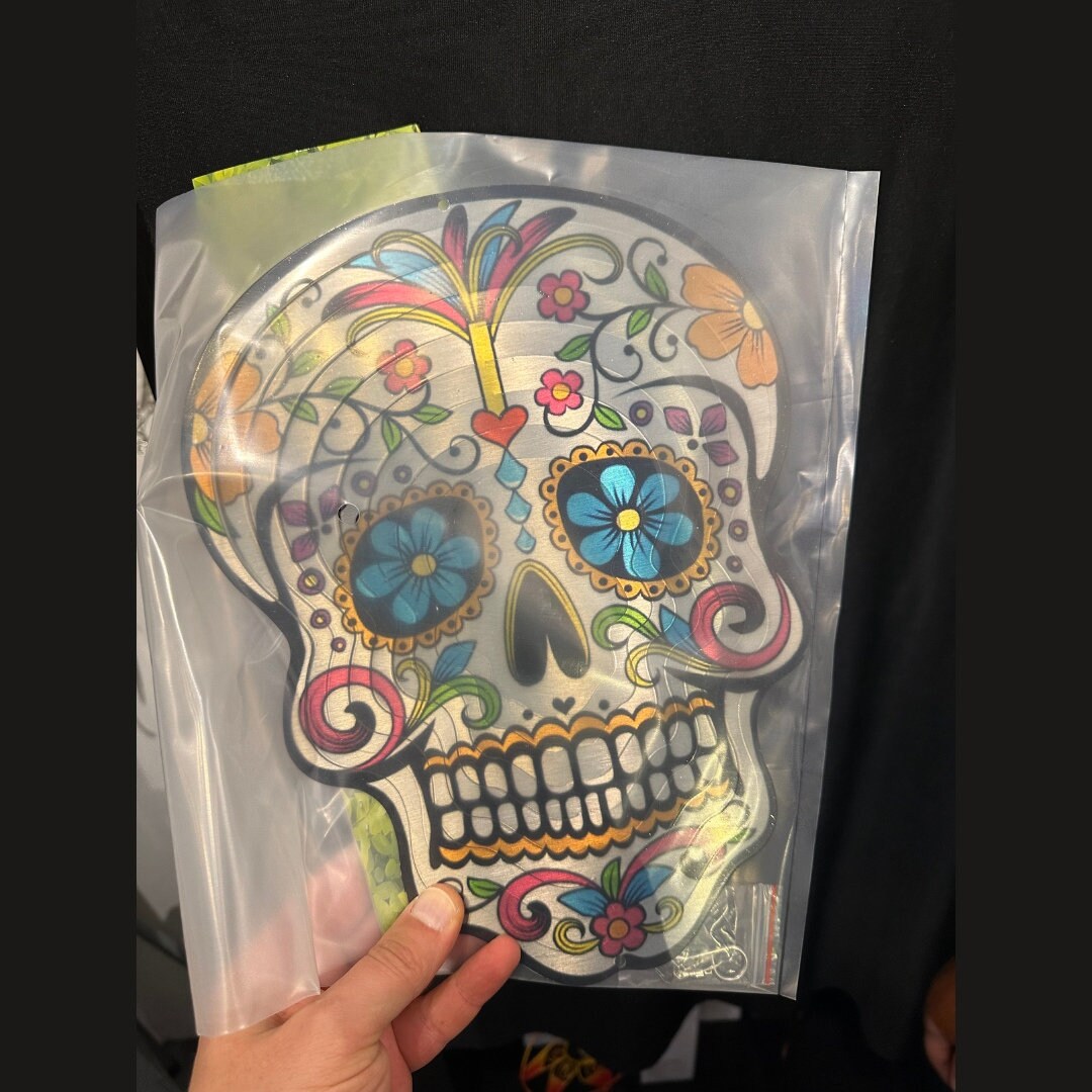 Mexican SUGAR SKULL Wind Spinner. Spinning Decoration.metal Wind ...