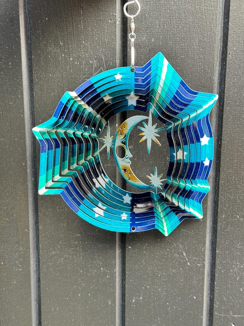 Moon&stars Wind Spinner With Twister. Spinning Decoration. Metal Wind ...