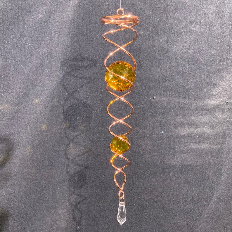 SQUARE Wind Spinner 12 and TAIL With 2 Crystal Ball. Silver&gold Color ...