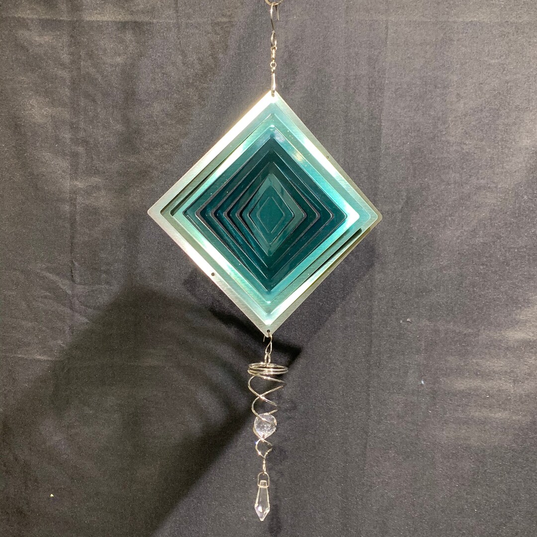 SQUARE Wind Spinner and Mini Tail With Crystal Ball. Silver&blue Color ...