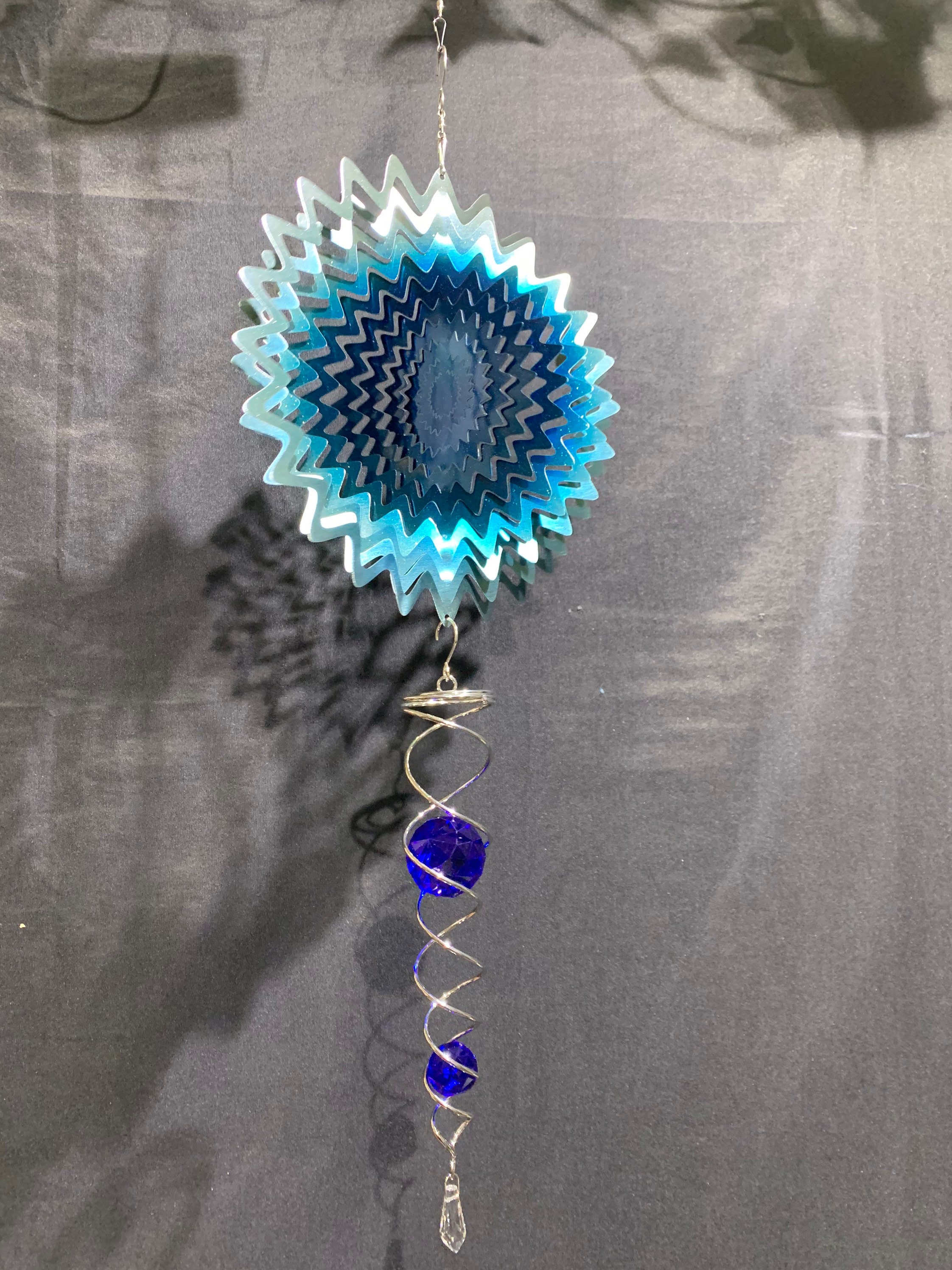 STAR WAVE Wind Spinner 12 and TAIL With 2 Crystal Ball. Silver&blue ...