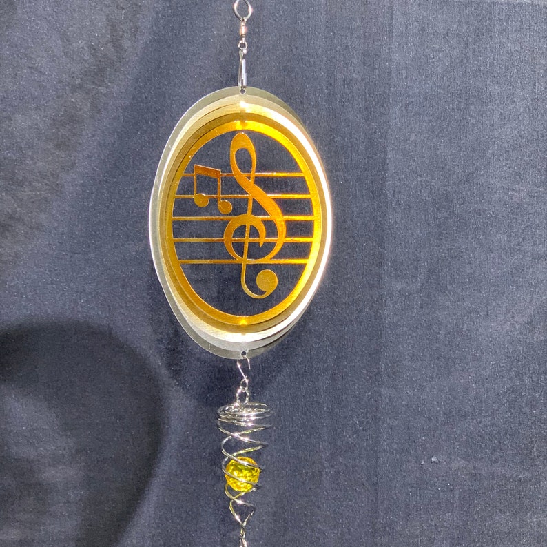 MUSIC NOTE Wind Spinner and Mini Tail With Crystal Ball. Silver&gold ...