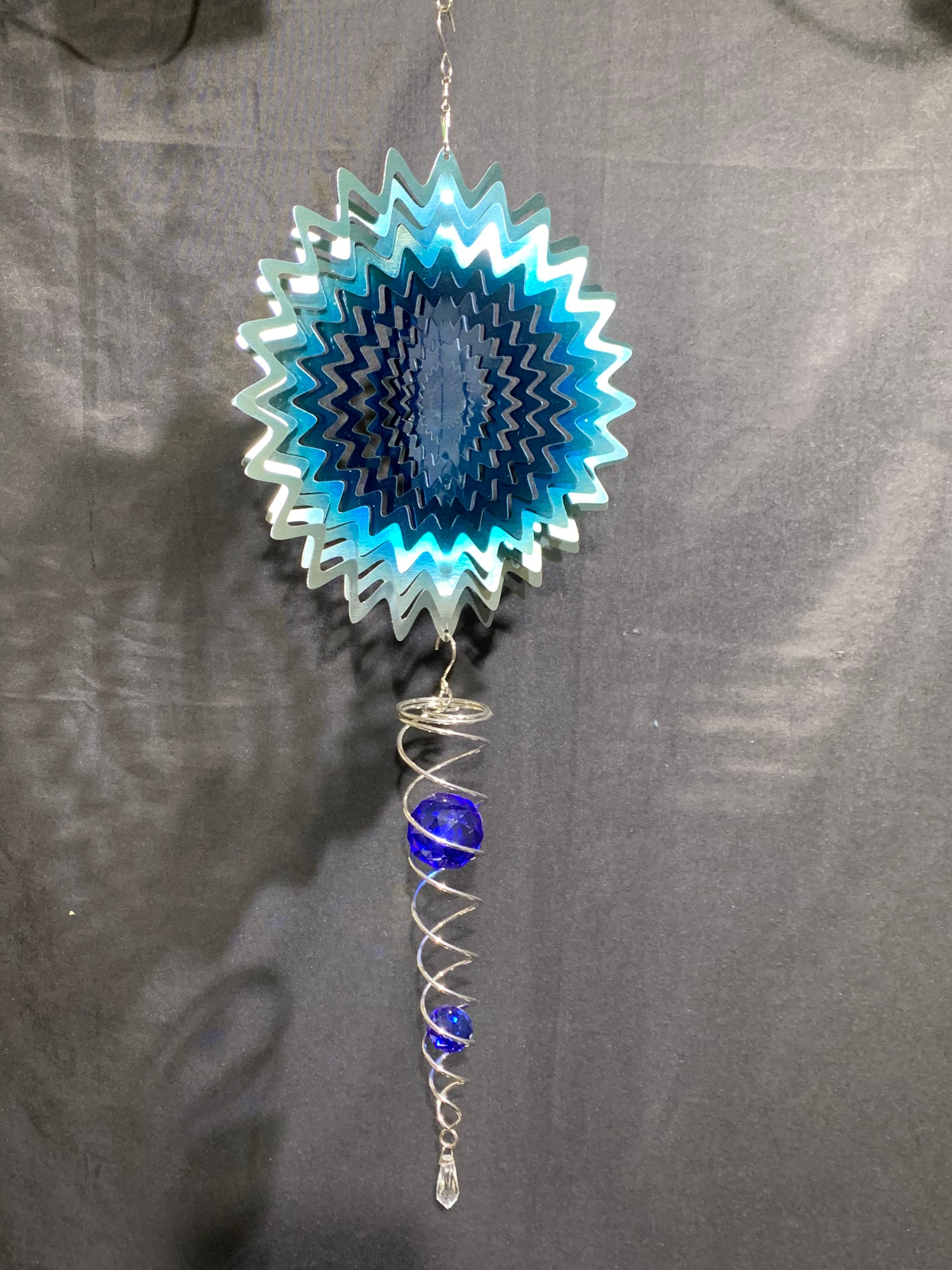 STAR WAVE Wind Spinner 12 and TAIL With 2 Crystal Ball. Silver&blue ...