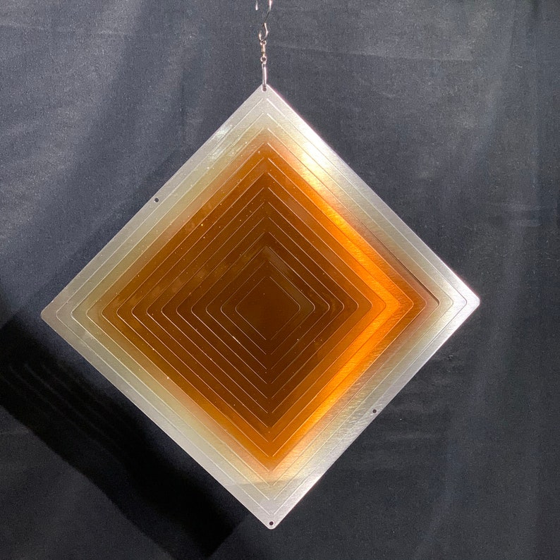 SQUARE Wind Spinner 12 and TAIL With 2 Crystal Ball. Silver&gold Color ...