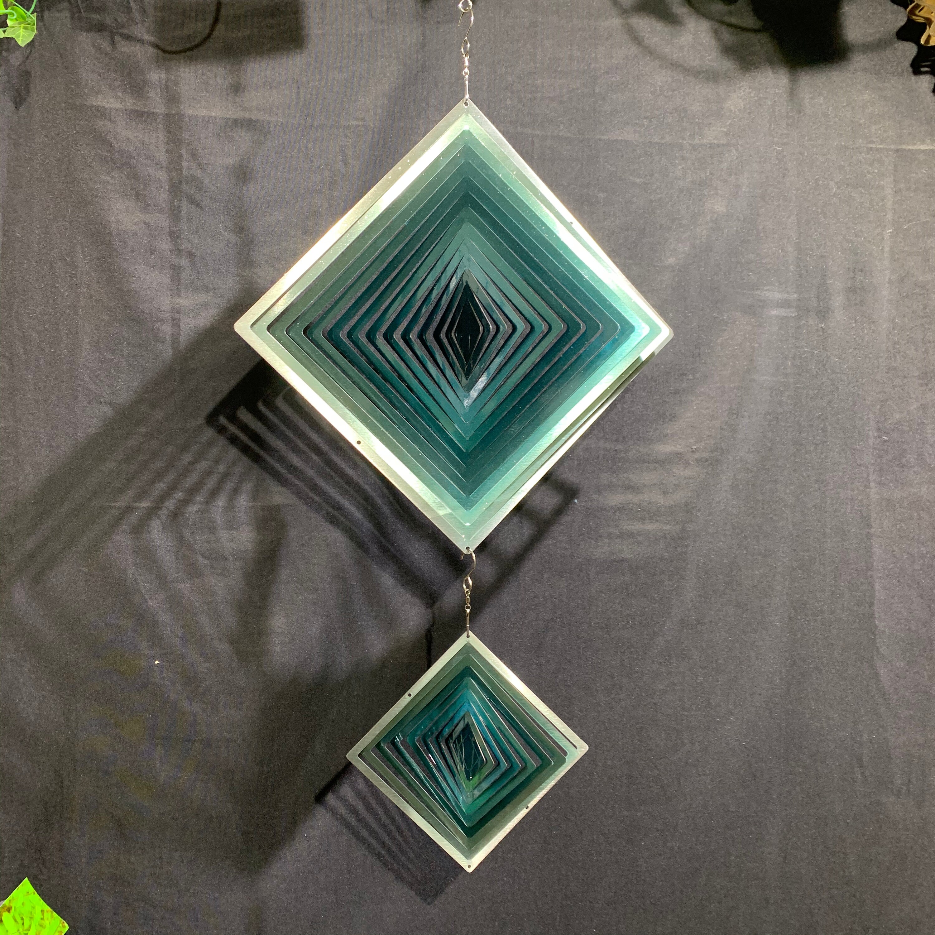 SQUARE Wind Spinner Blue&silver Color. Home and Garden Decoration ...