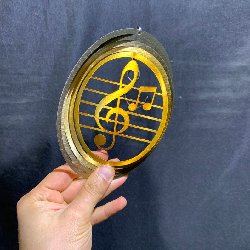 MUSIC NOTE Wind Spinner and Mini Tail With Crystal Ball. Silver&gold ...