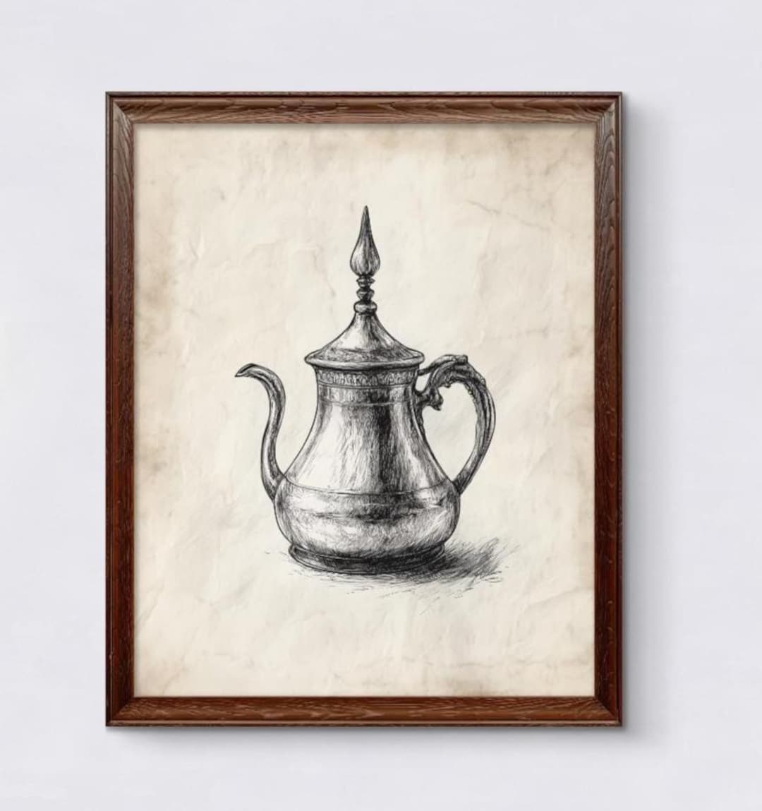 Arabic Dallah Coffee Pot Art, UAE Culture Wall Print, Vintage Dallah ...