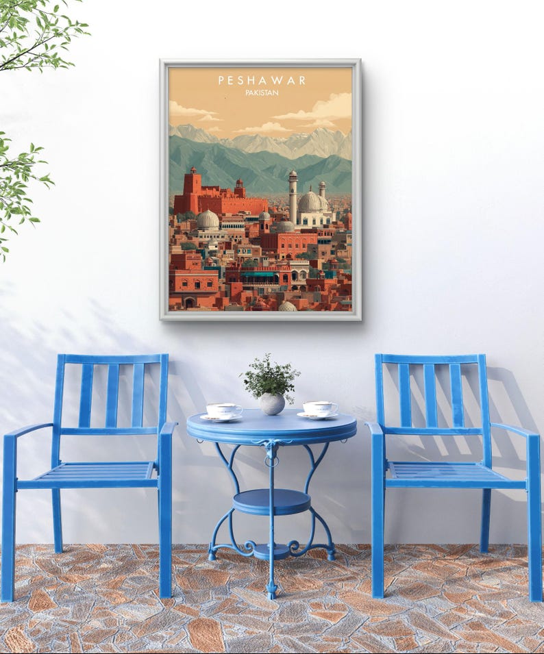 Peshawar Pakistan City Print: Bala Hisar Fort Vintage Travel Poster ...