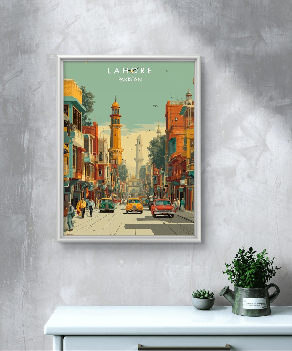 Lahore Pakistan Vintage City Print: Walled City Travel Poster (digital ...