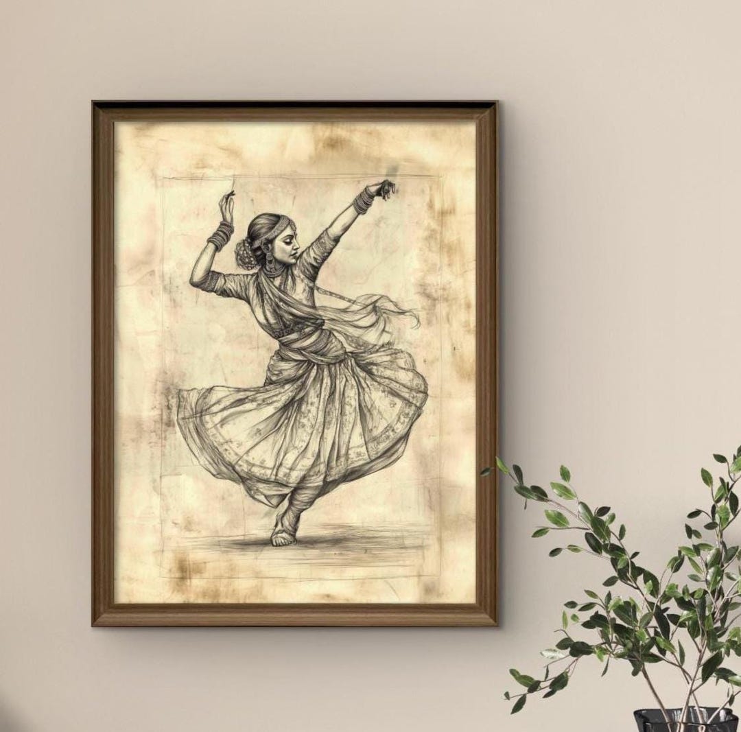 Punjabi Giddha Dance Print: Desi Folk Art Line Drawing (digital ...