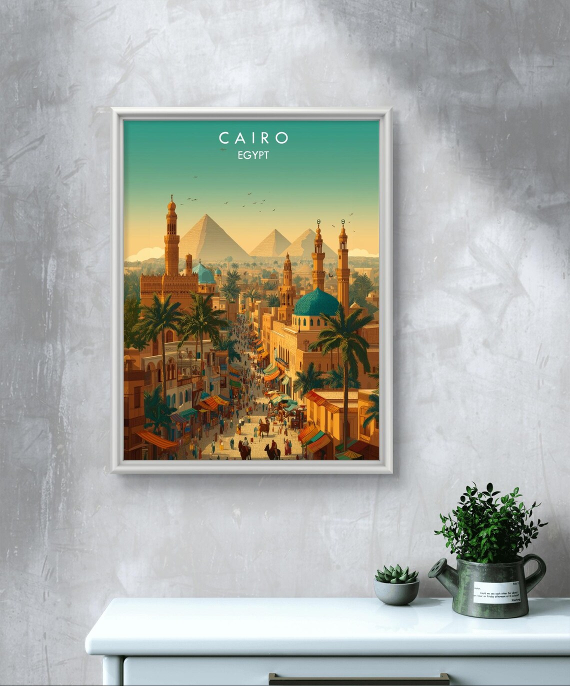 Cairo Egypt Travel Poster: Pyramids, Mosques, Bazaar (digital Download ...