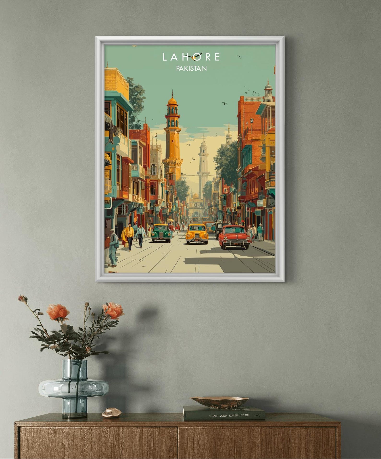 Lahore Pakistan Vintage City Print: Walled City Travel Poster (digital ...