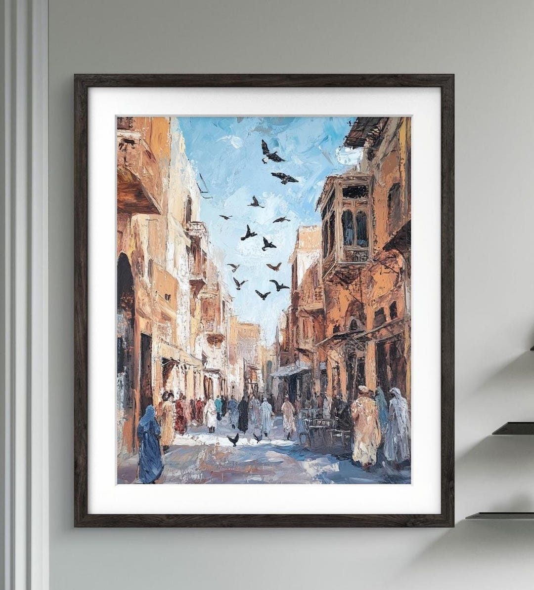 Old Arabic City Life Wall Art, Middle Eastern Street Scene Print ...