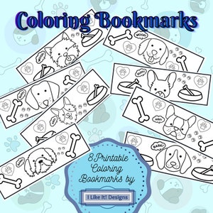 8 Printable Coloring Bookmarks With Dogs Puppies,i Love Dogs,school ...