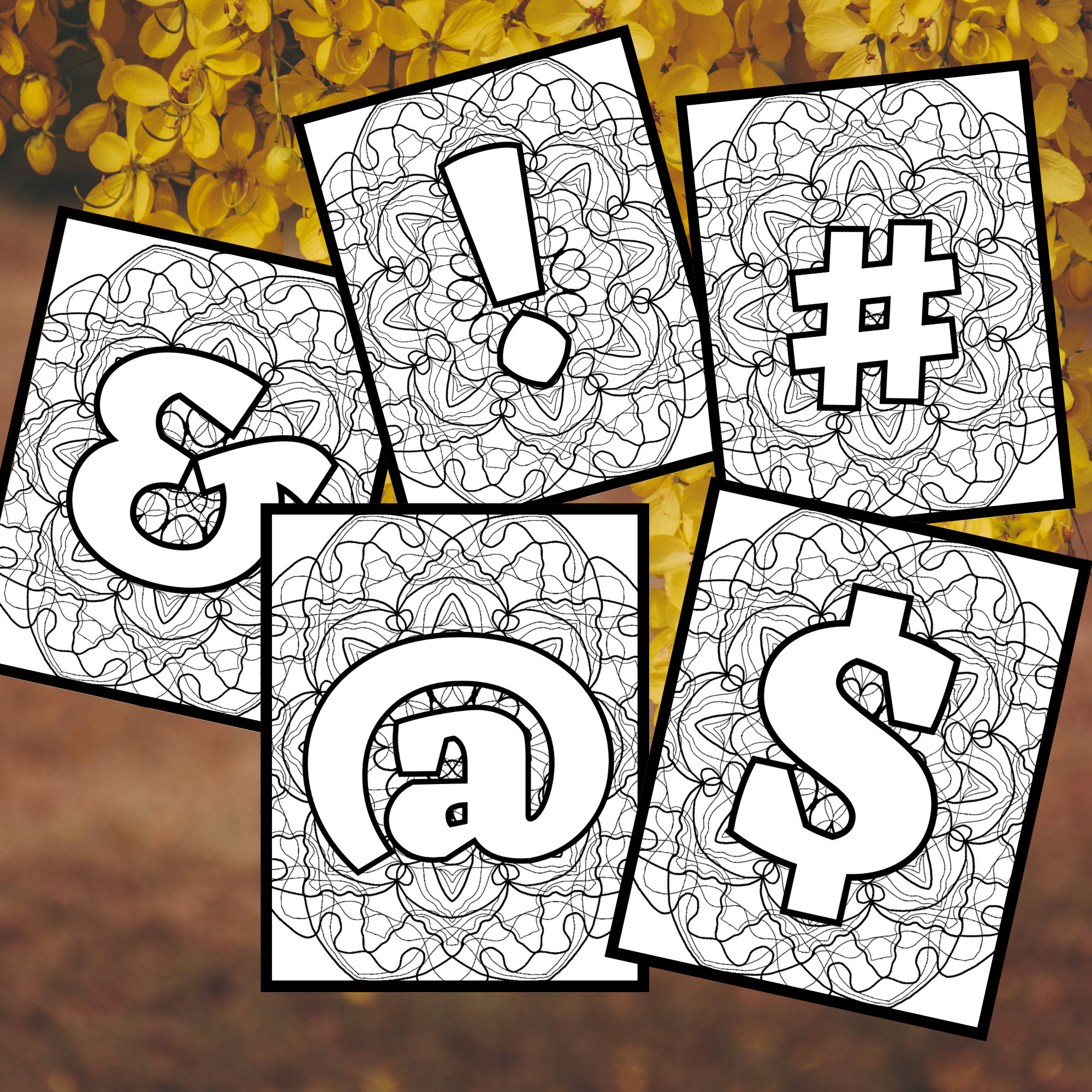 Alphabet Mandala Coloring Pages A-Z and Symbols, Instant Download Pdf ...