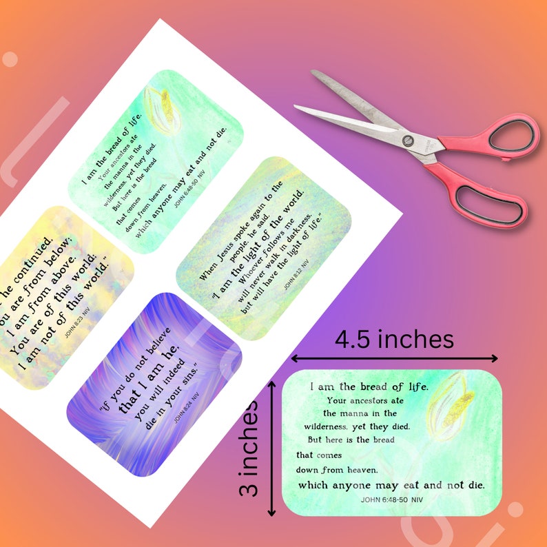 24 Printable Scripture Cards I AM Statements by Jesus Niv,scripture ...