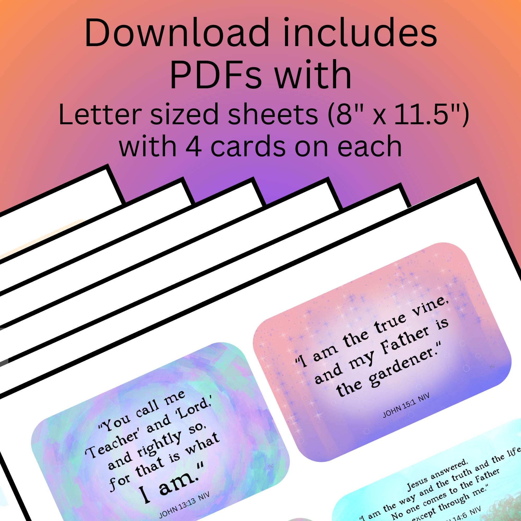 24 Printable Scripture Cards I AM Statements by Jesus Niv,scripture ...