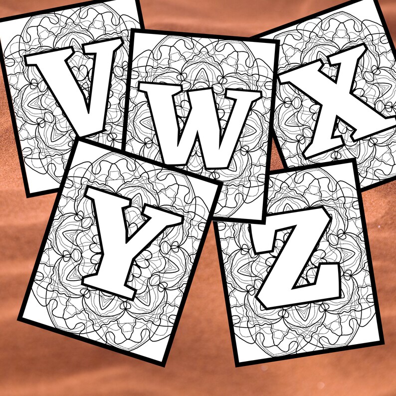 Alphabet Mandala Coloring Pages A-Z and Symbols, Instant Download Pdf ...