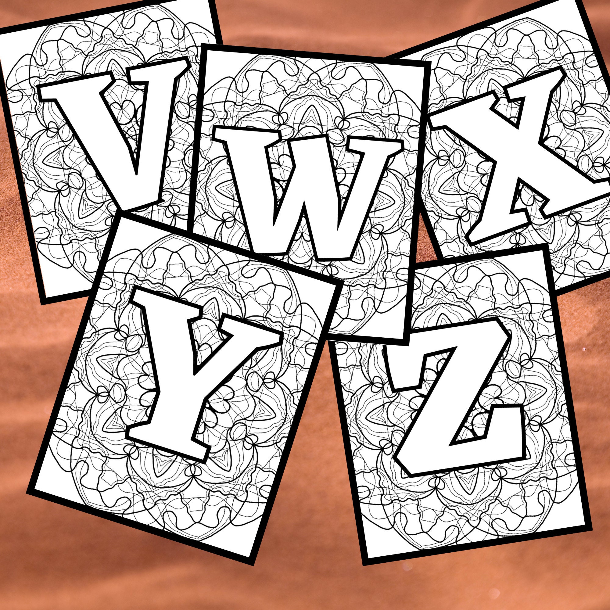 Alphabet Mandala Coloring Pages A-Z and Symbols, Instant Download Pdf ...