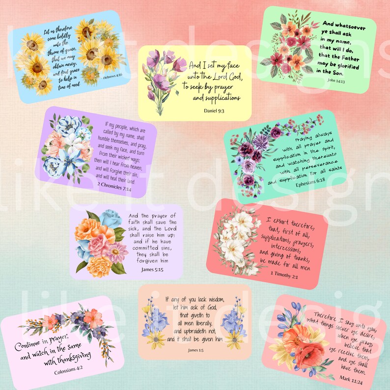 20 KJV Prayer Bible Verse Printable Cards,printable Scripture Note ...