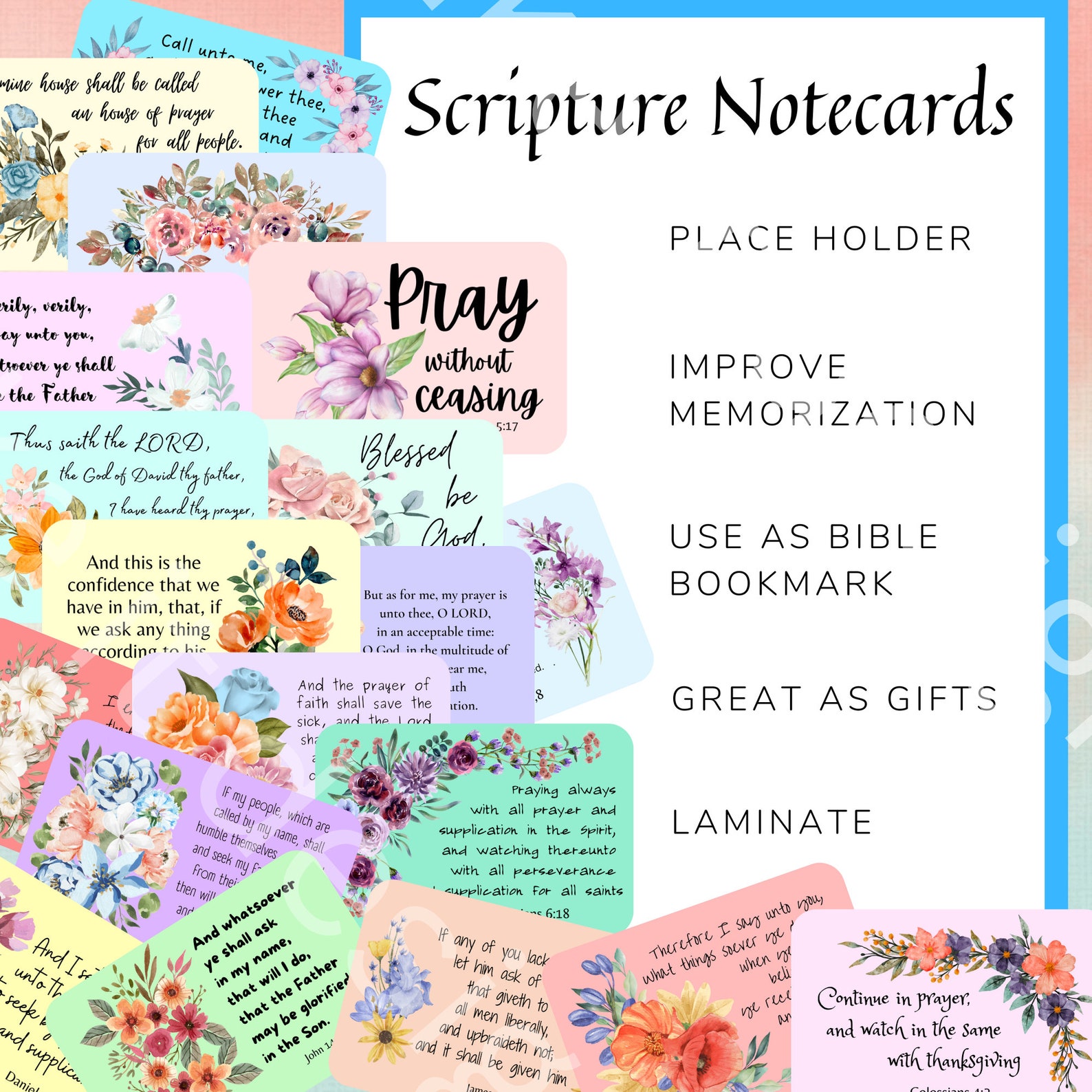 20 KJV Prayer Bible Verse Printable Cards,printable Scripture Note ...