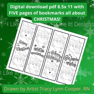 20 Printable Coloring Bookmarks for Christmas to Color VOLUME 1,fun ...