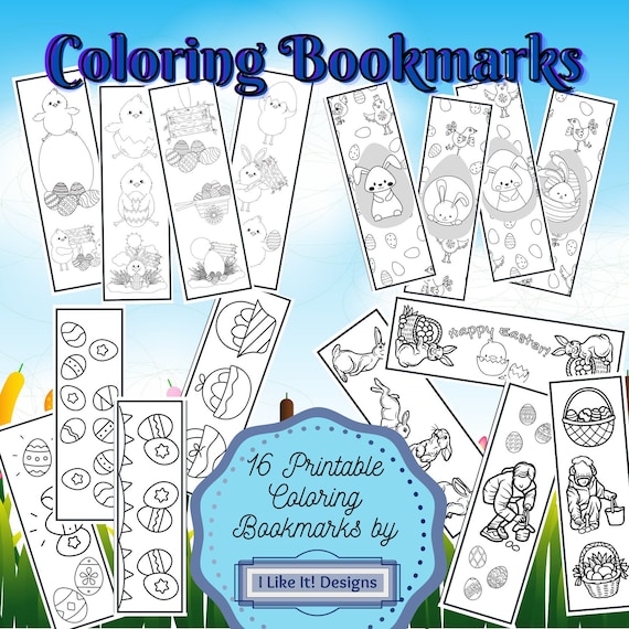 16 Printable Coloring Bookmarks for Eastercute Bunnies Chicks | Etsy