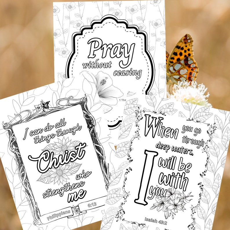 10 Printable Faith Based Coloring Pages Vol 3, Printable Pdf, Instant ...