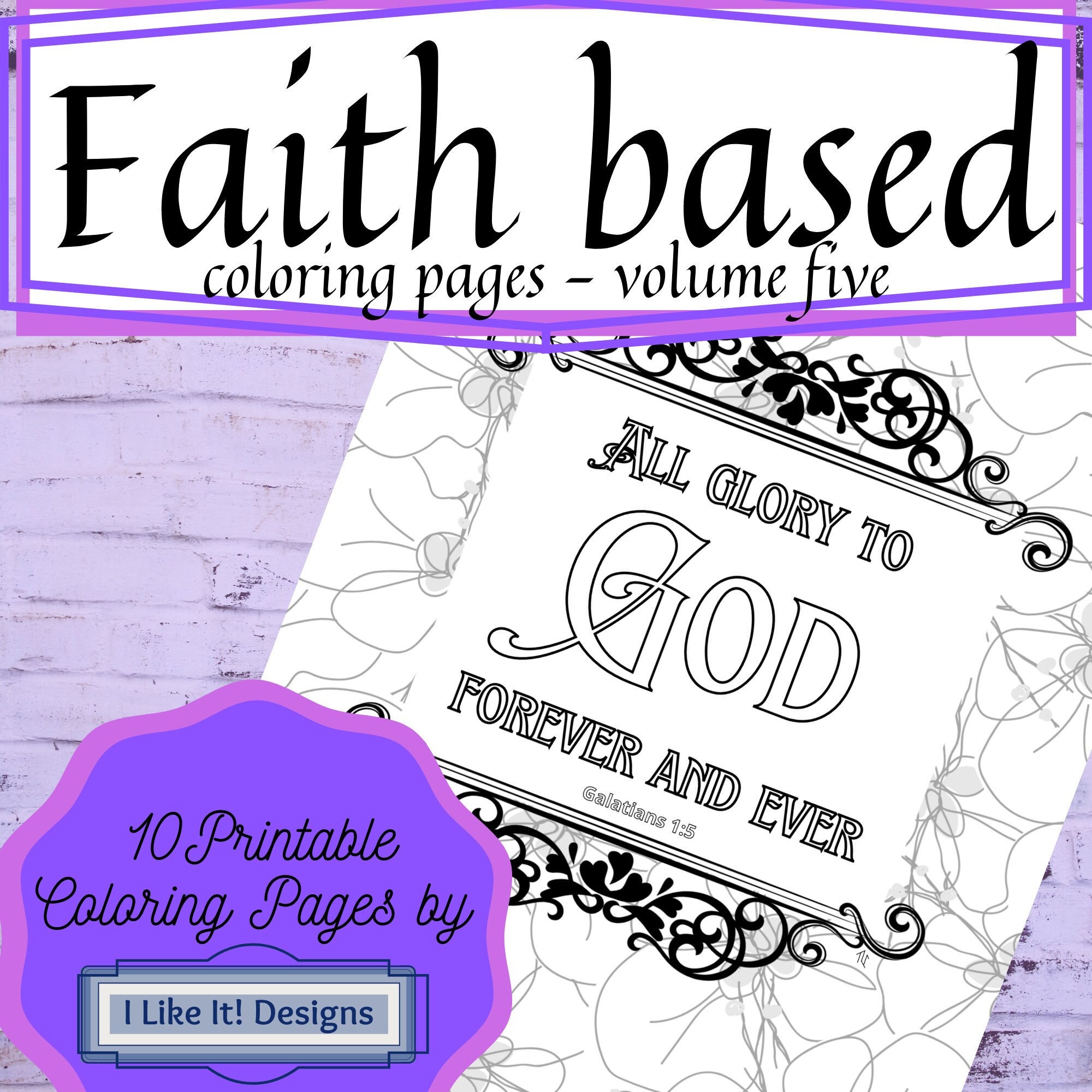 10 Printable Faith Based Coloring Pages Vol 5, Printable Pdf, Instant ...