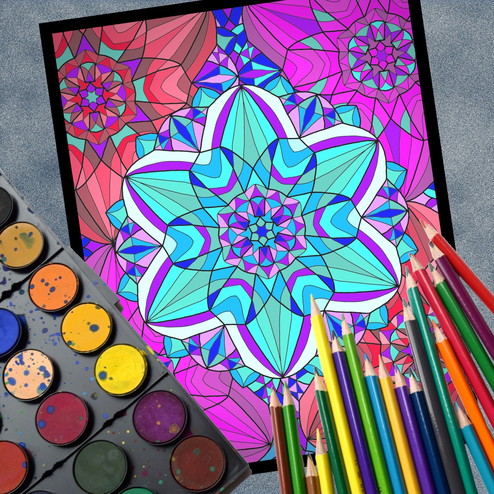 Printable Mandala Full Page Collage Coloring Pages Volume 1, Adult ...