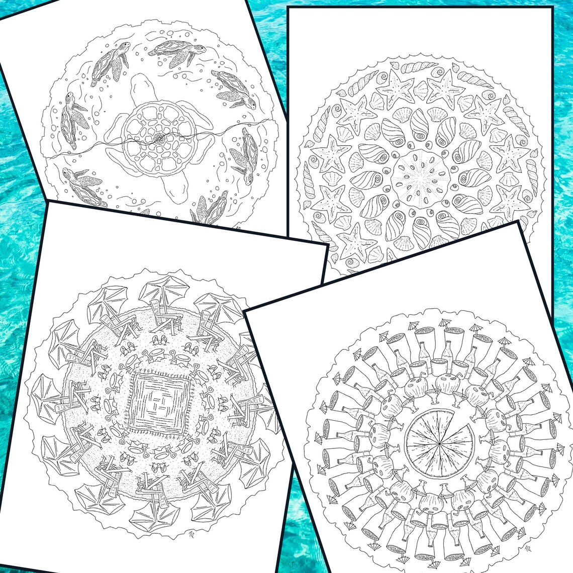 10 Printable Mandala Beach Theme Coloring Pages Vol 1 in 1 - Etsy