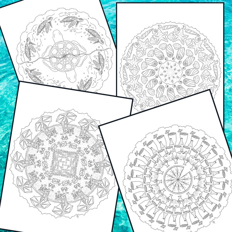10 Printable Mandala Beach Theme Coloring Pages Vol 1 in 1 PDF, Adult ...