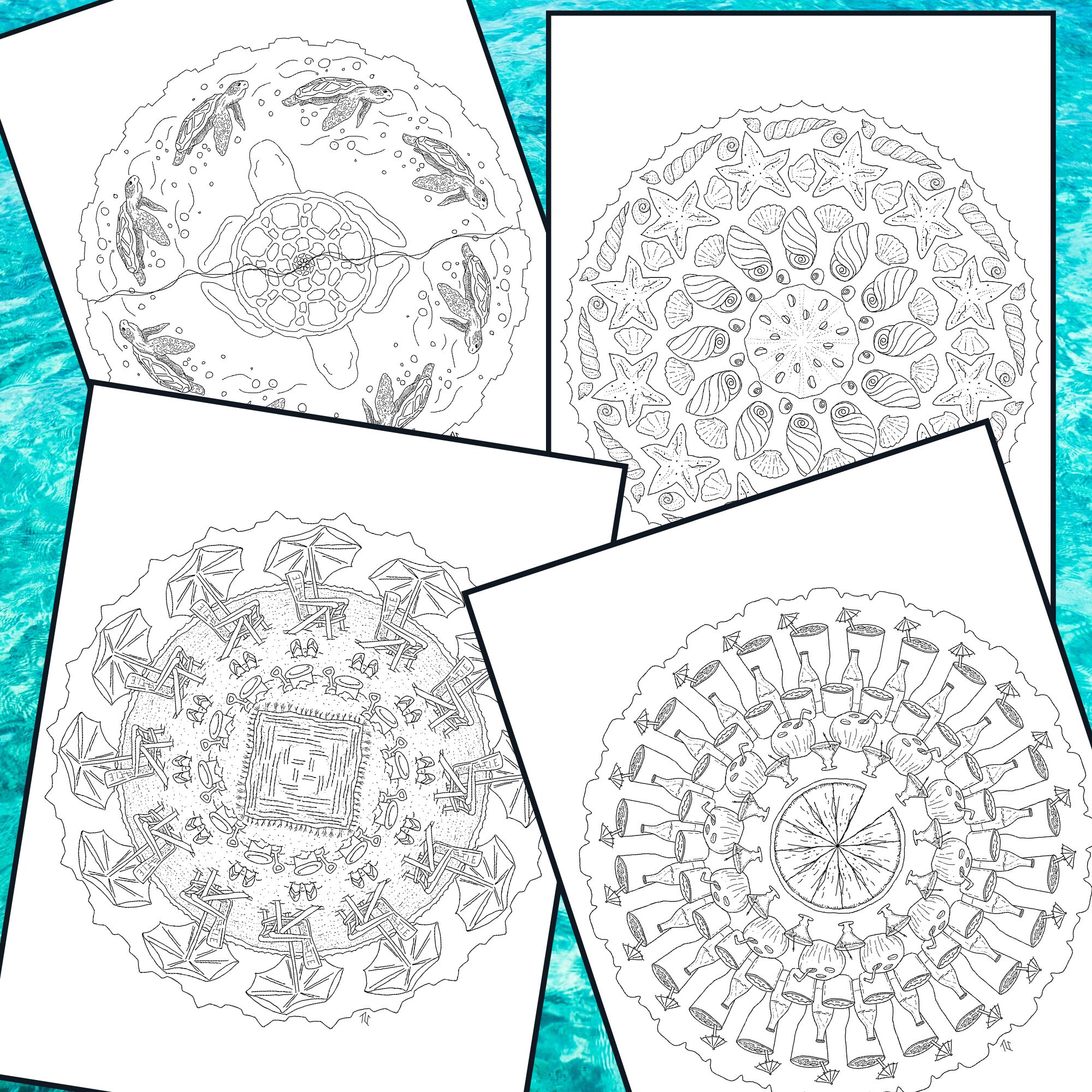 10 Printable Mandala Beach Theme Coloring Pages Vol 1 in 1 PDF, Adult ...