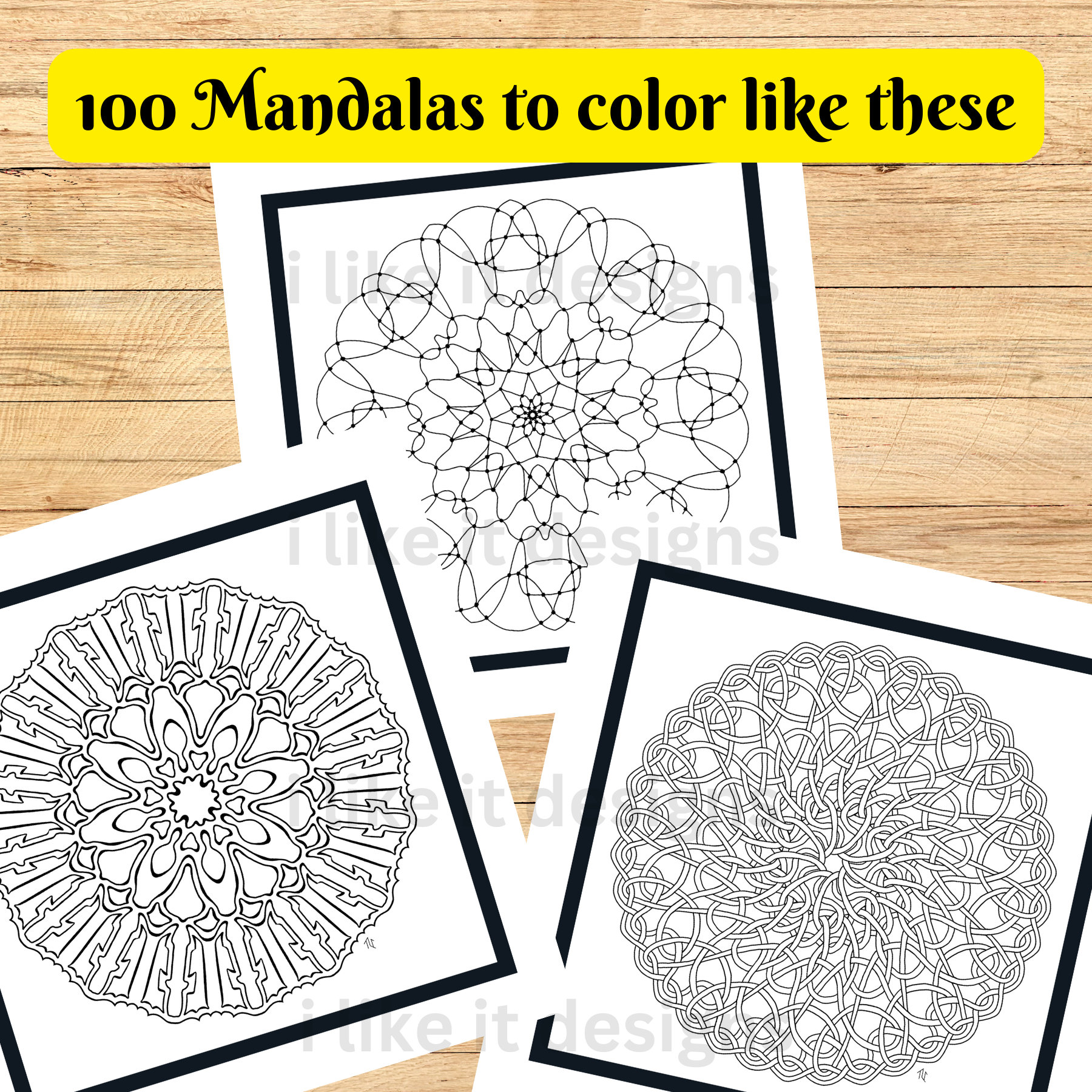 Adult Coloring Book,100 Intricate Mandala Designs Square 8.5x8.5 ...